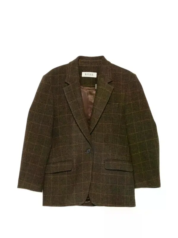 RÓHE Oversized Check Blazer - Brown