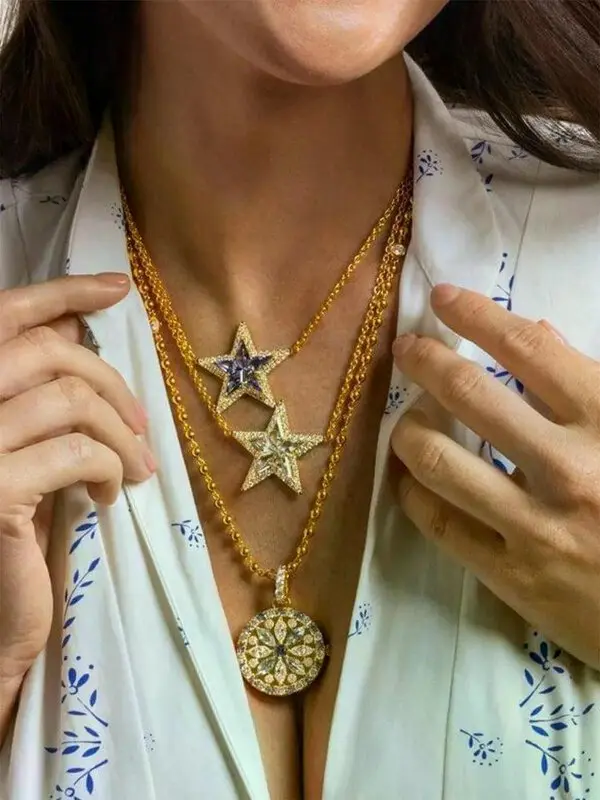BUDDHA MAMA Kite Star Aquamarine And Diamond Necklace - Gold