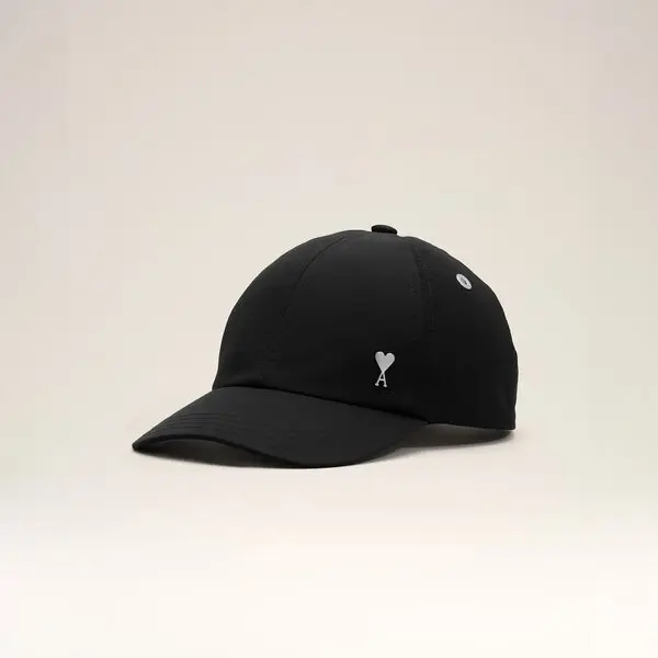 AMI Paris Nylon And Cotton Cap With De Coeur Stud