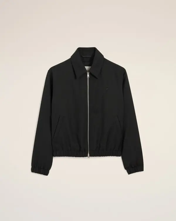 AMI Paris Wool Padded Jacket With De Coeur - Black