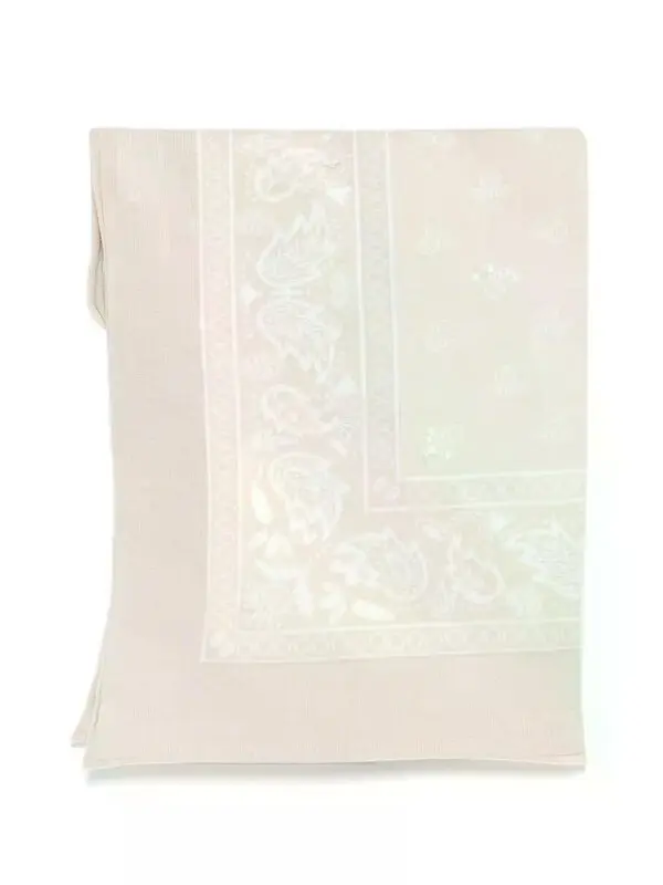 BARRIE Paisley-print Knitted Scarf - Neutrals