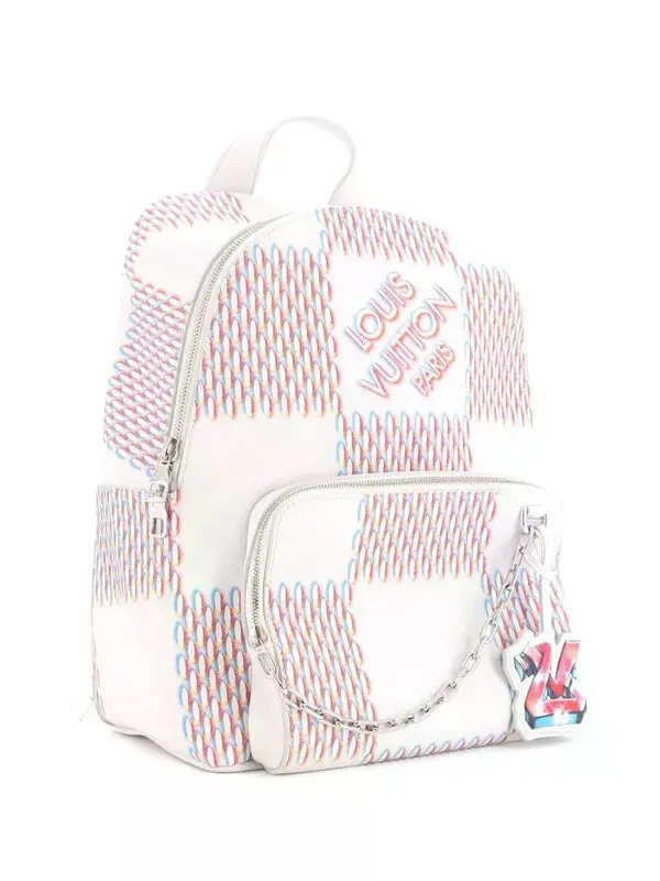 LOUIS VUITTON Damier Spray Leather Backpack - White
