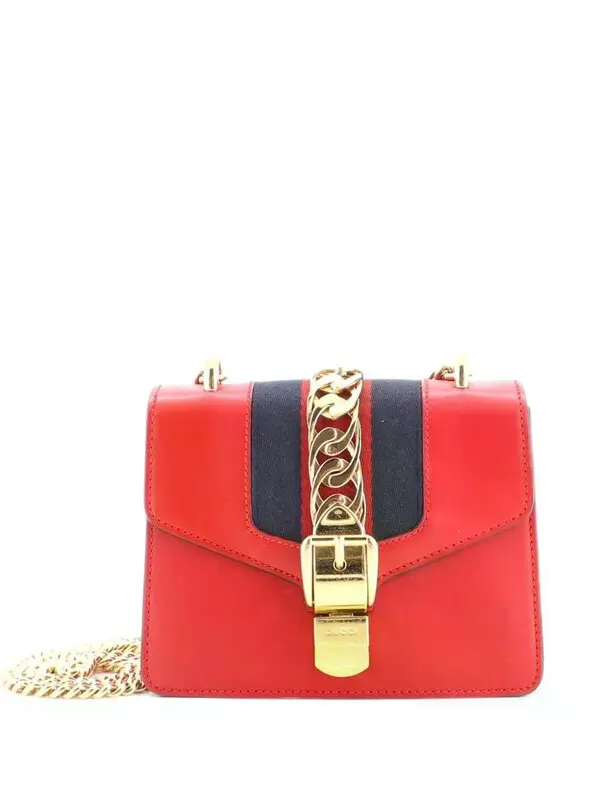 Gucci Sylvie Chain Shoulder Bag Leather Mini Crossbody Bag - Red