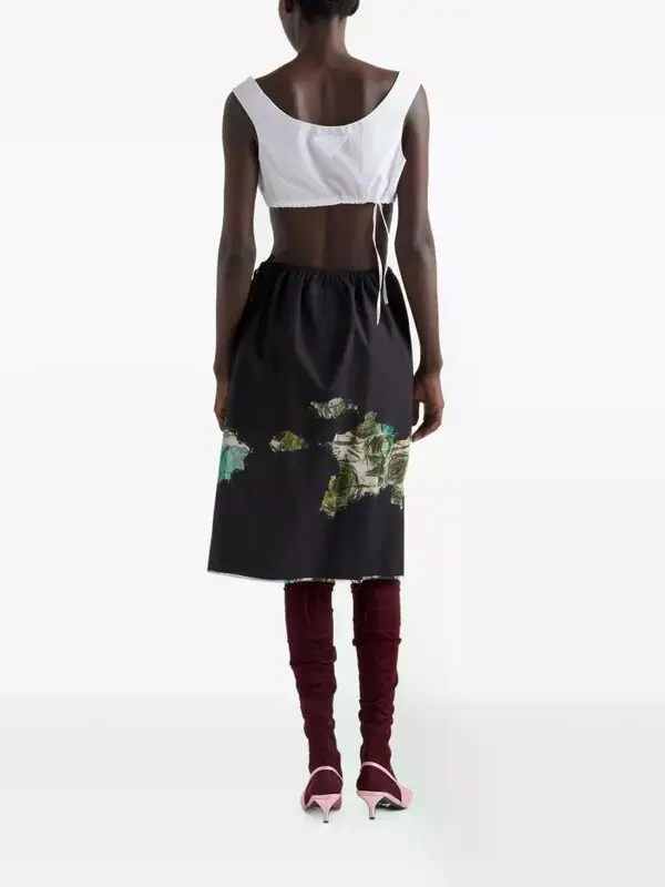 Prada Devoré Poplin Midi-skirt
