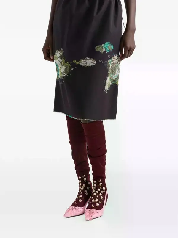 Prada Devoré Poplin Midi-skirt