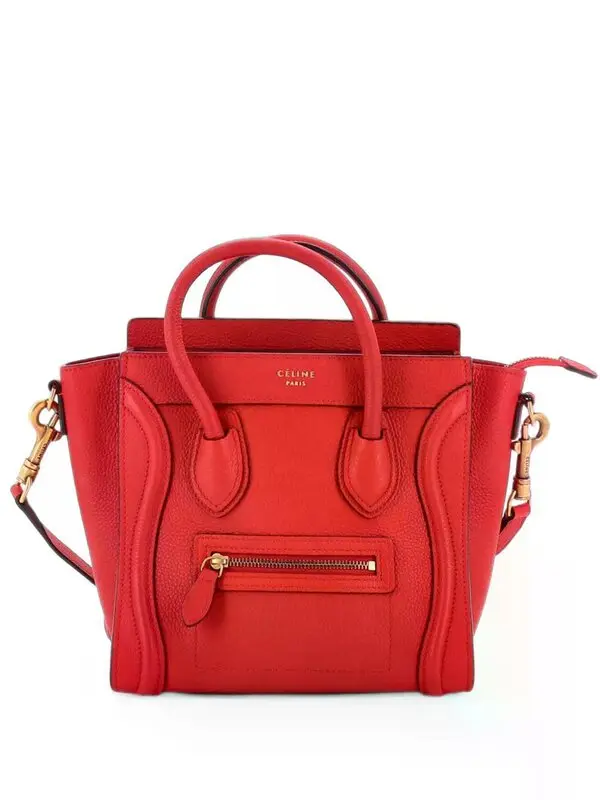 Celine Luggage Bag Grainy Leather Nano Crossbody Bag - Red