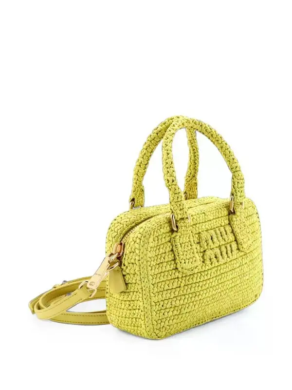 Miu Miu Arcadie Top Handle Bag Crochet Raffia Small Satchel