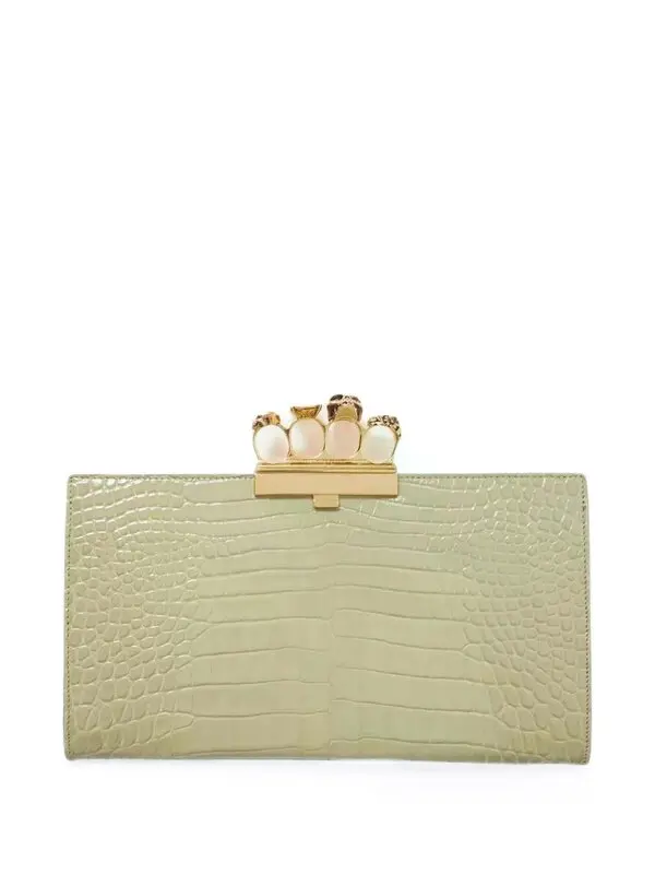 Alexander McQueen Knuckle Croc-effect Clutch Bag - Green