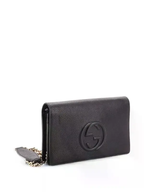 Gucci Soho Wallet On Chain Leather Crossbody Bag - Black
