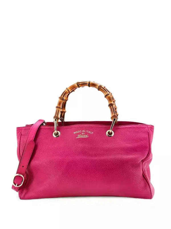 Gucci Bamboo Shopper Leather Medium Tote Bag - Pink