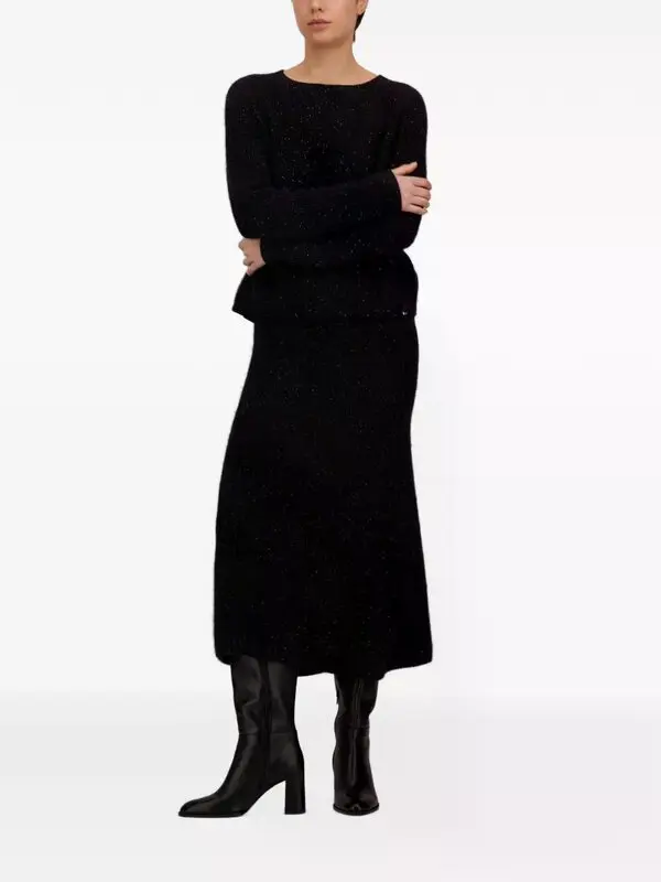 Herno Fisherman's Rib-knit Maxi Skirt - Black