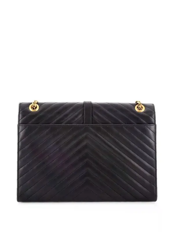 Saint Laurent Classic Monogram Envelope Satchel Matelasse Chevron Leather Shoulder Bag
