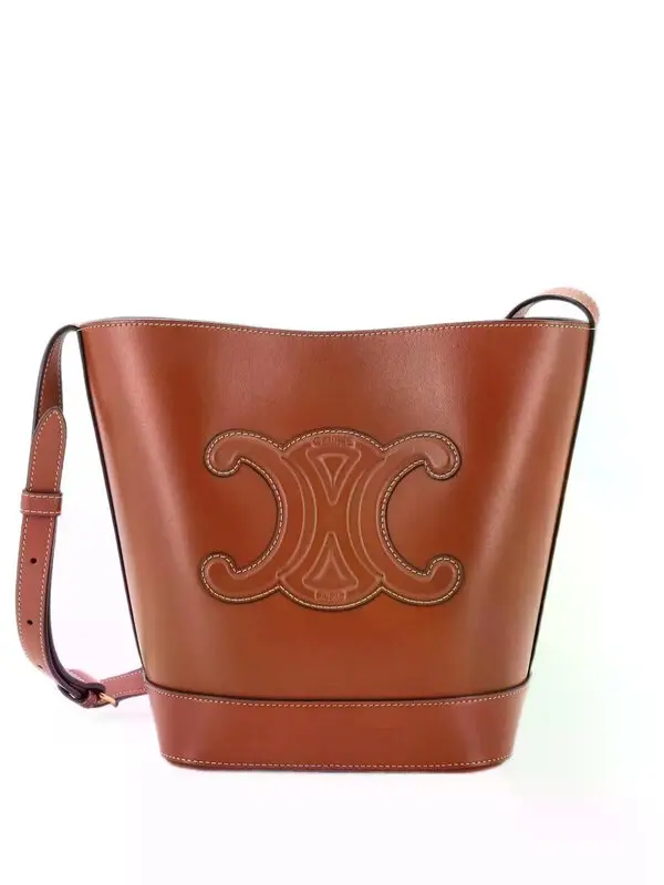 Celine Cuir Triomphe Leather Small Bucket Bag - Brown