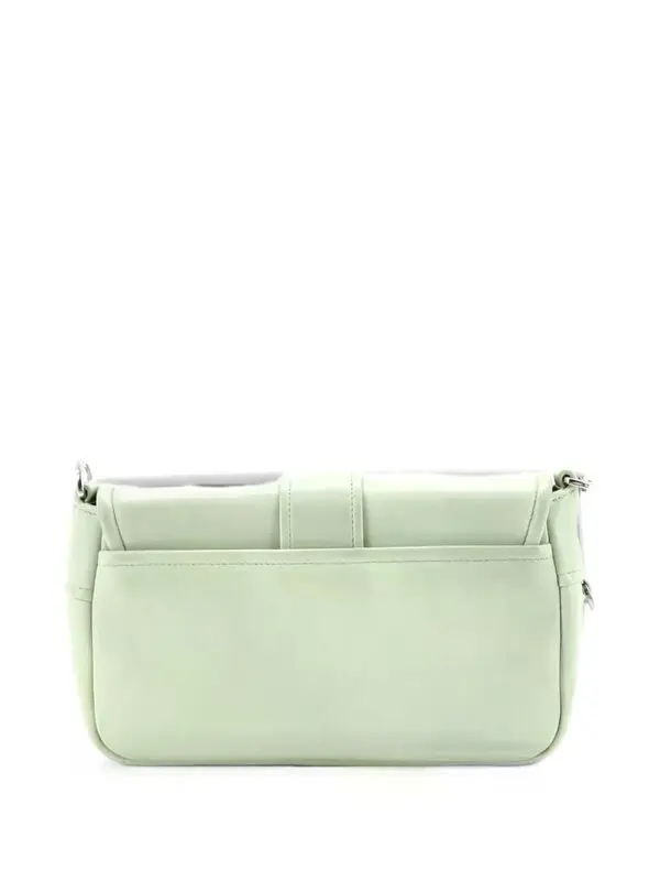 Prada Buckle Pocket Spazzolato Leather And Tessuto Crossbody Bag - Green
