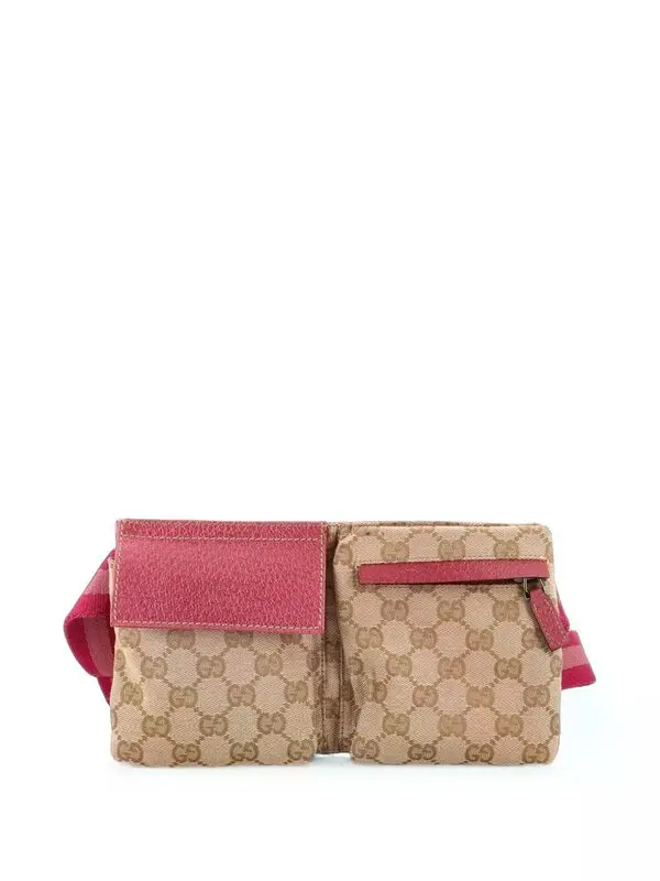 Gucci Vintage Double Gg Canvas Belt Bag - Pink