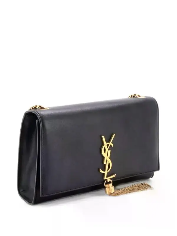 Saint Laurent Leather Monogram Tassel Cross Body Bag