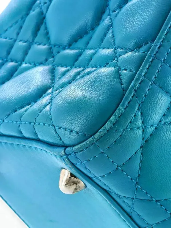 Dior Lady Bag Cannage Quilt Lambskin Large Tote Bag - Blue
