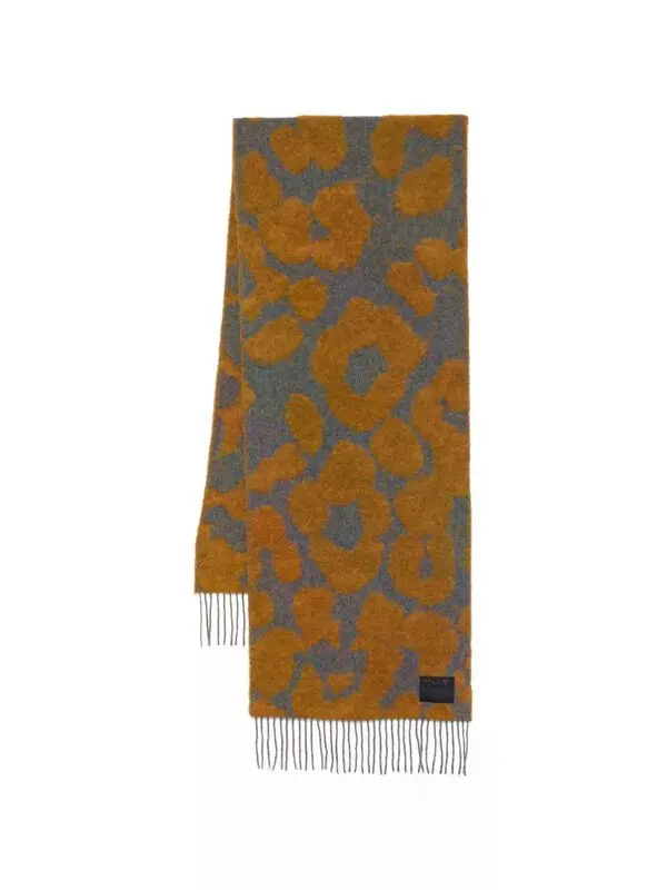 Paul Smith Leopard-pattern Fringed Scarf - Grey