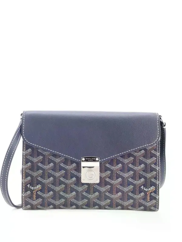 Goyard Chypre Wallet On Strap Coated Canvas With Leather Crossbody Bag - Blue