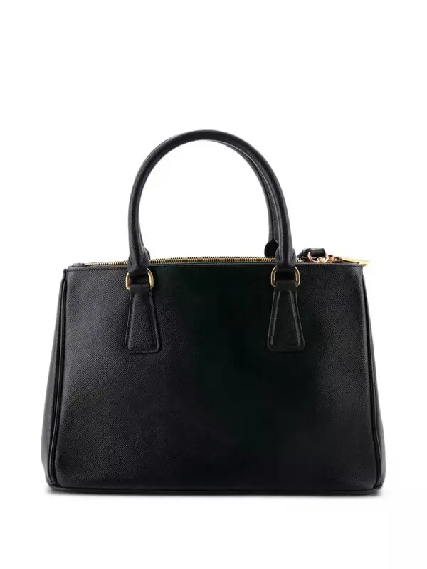 Prada Double Zip Lux Saffiano Leather Tote Bag - Black