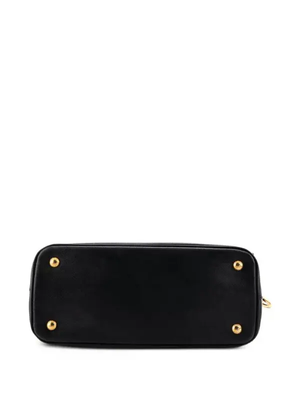 Prada Double Zip Lux Saffiano Leather Tote Bag - Black