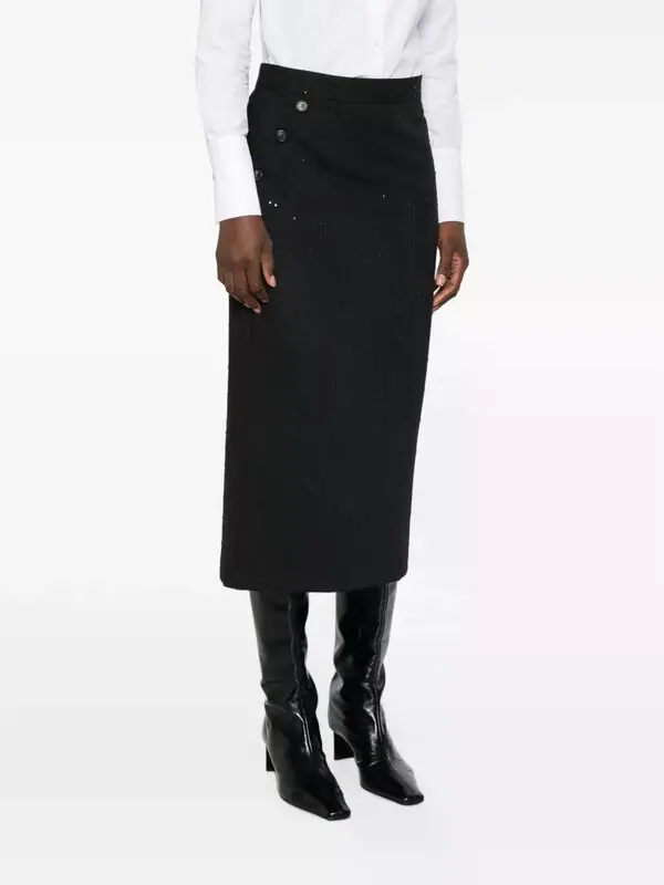 ERMANNO FIRENZE Crystal-embellished Pinstripe Skirt