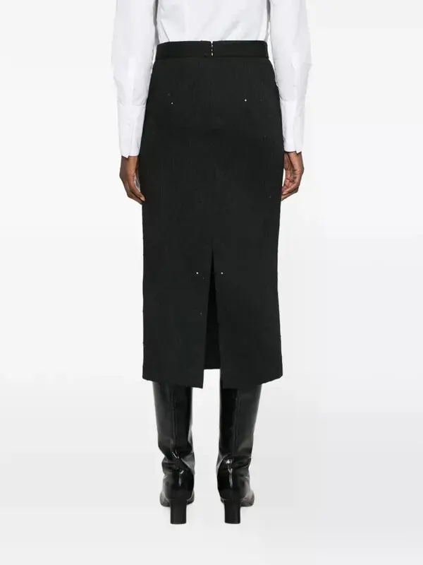 ERMANNO FIRENZE Crystal-embellished Pinstripe Skirt