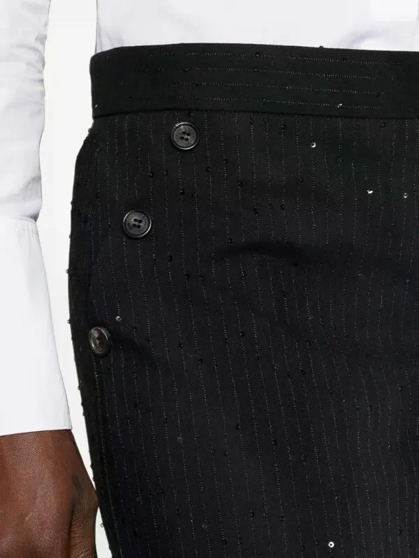 ERMANNO FIRENZE Crystal-embellished Pinstripe Skirt