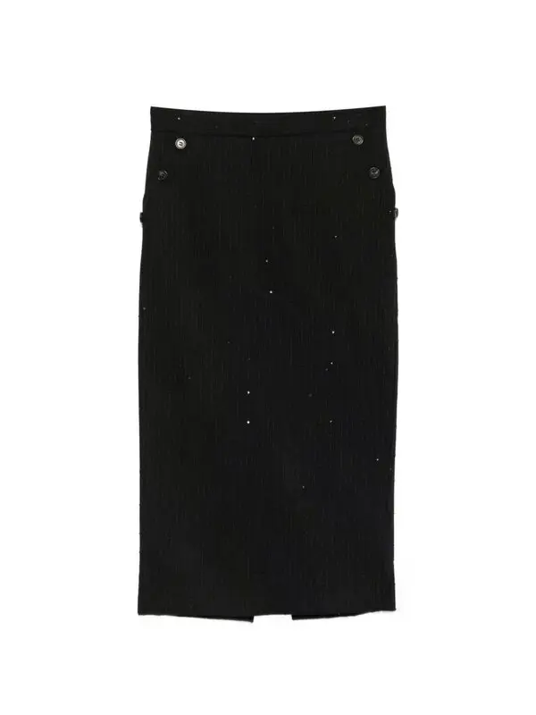 ERMANNO FIRENZE Crystal-embellished Pinstripe Skirt - Black