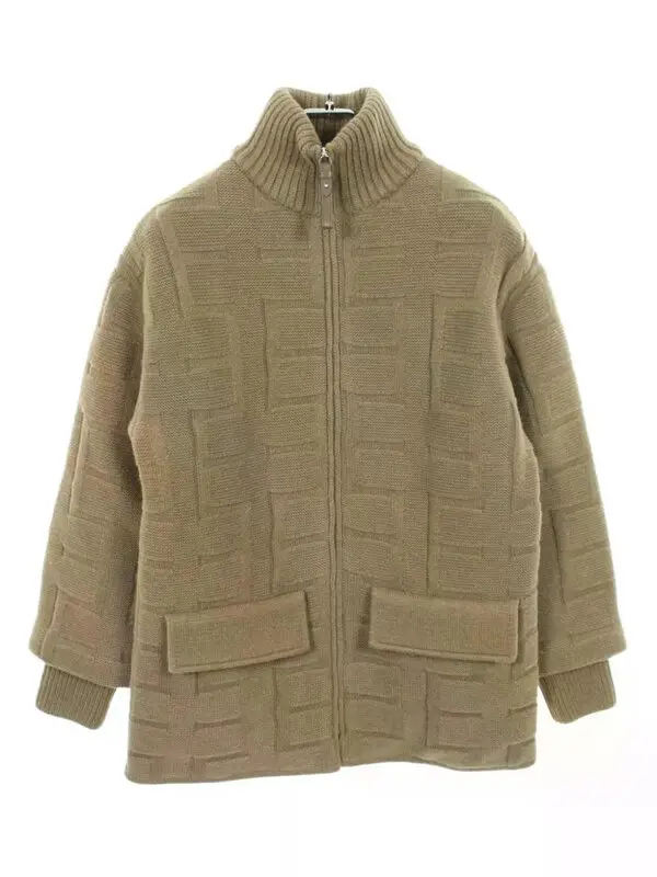 Hermès 2010s H-pattern Zip-up Wool Jacket