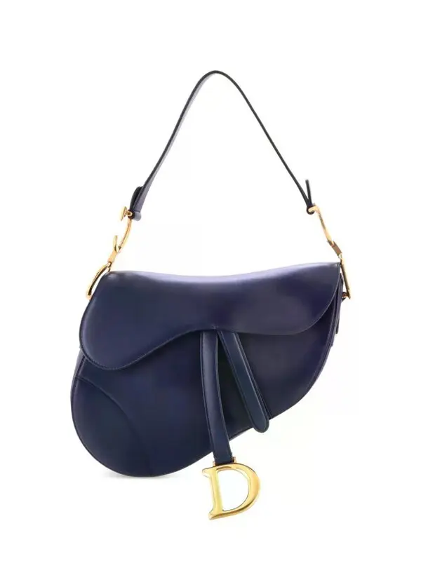 Dior Saddle Handbag Medium Leather Shoulder Bag - Blue