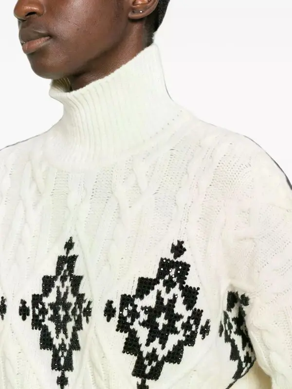 ERMANNO FIRENZE Sequin-embellished Cable-knit Sweater