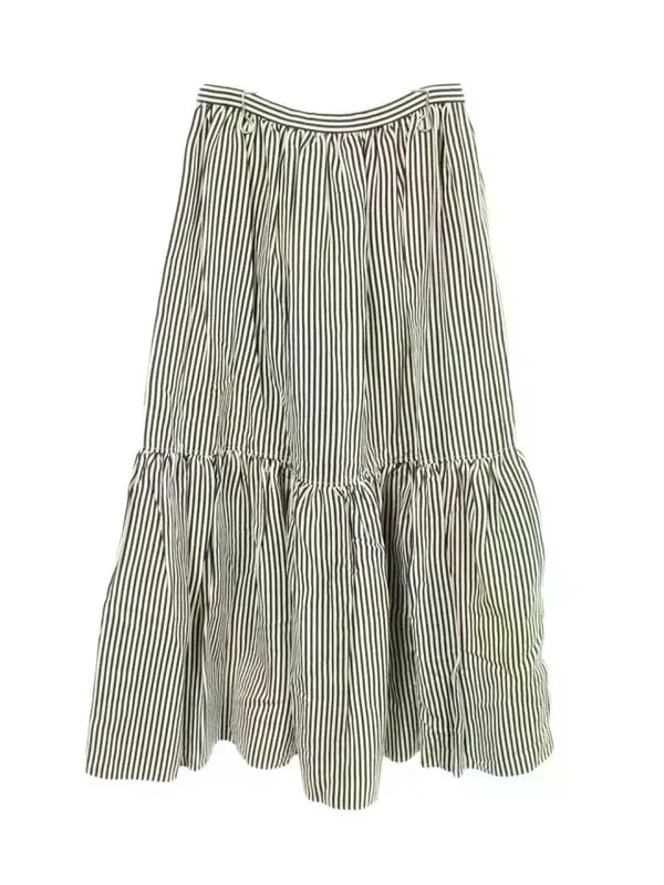 Dior 2021 Cruise Striped Linen Midi Skirt - Neutrals