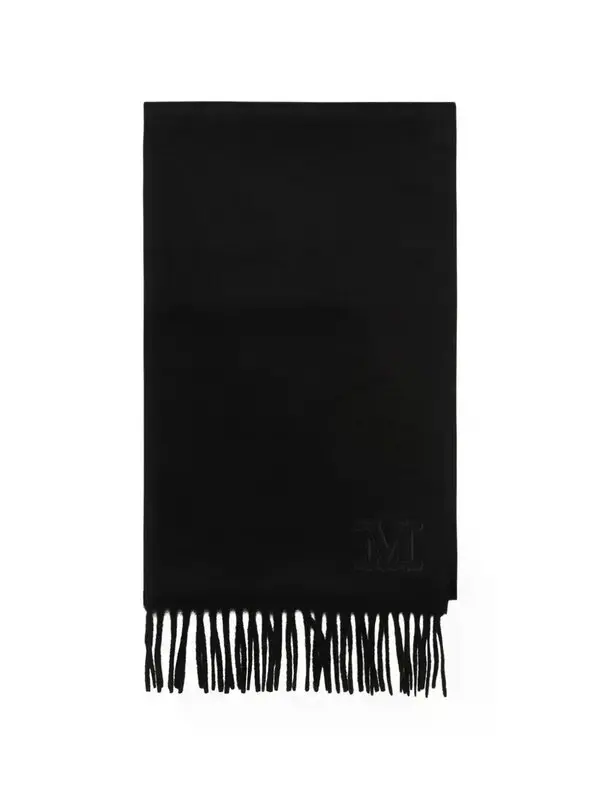 Max Mara Cashmere Stole With Monogram Embroidery - Black