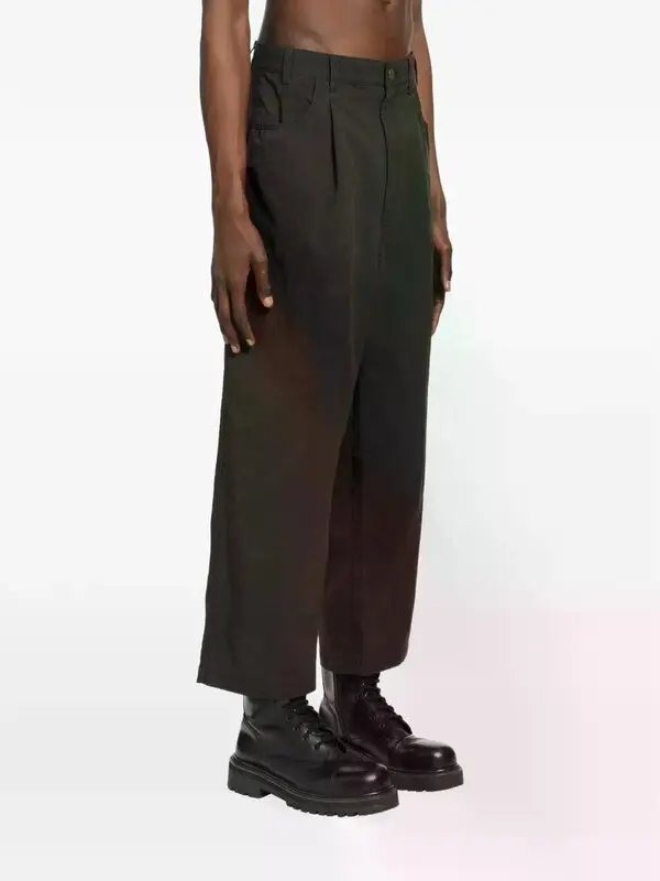 Comme Des Garçons Pleated Cotton Cropped Trousers - Brown