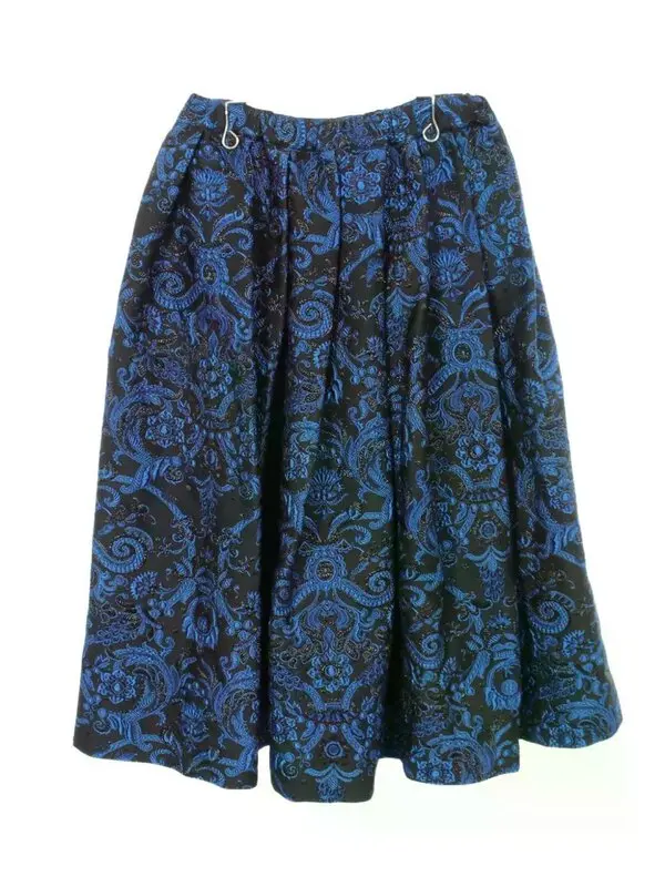 Comme Des Garçons 2010s Floral-jacquard Midi Skirt - Blue