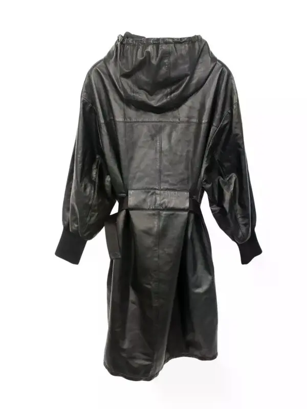 Prada 2010s Hooded Belted Leather Coat
