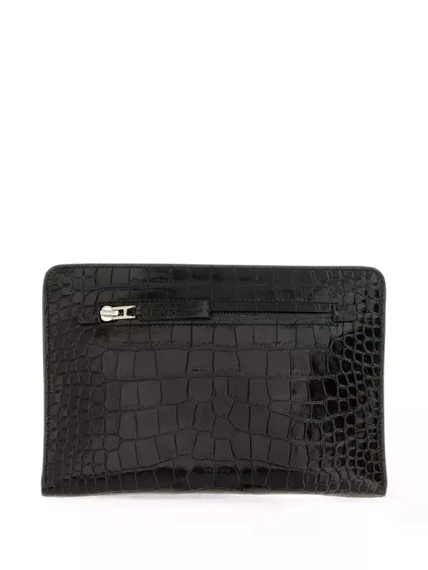 TOM FORD Crocodile-effect Leather Clutch Bag - Black