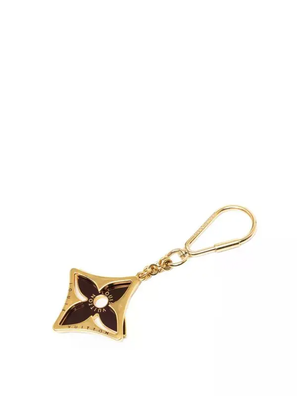 LOUIS VUITTON 2010 Gold Plated Enamel Puzzle Ring And Bag Charm Key Chain - Black