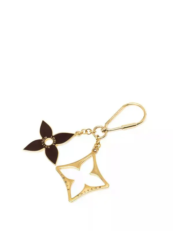 LOUIS VUITTON Gold Plated Enamel Puzzle Ring And Bag Charm Key Chain