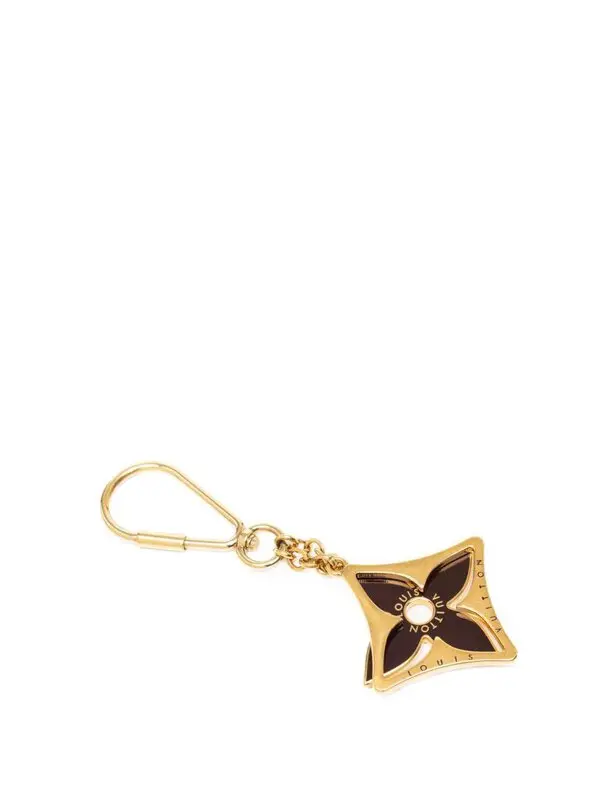 LOUIS VUITTON Gold Plated Enamel Puzzle Ring And Bag Charm Key Chain