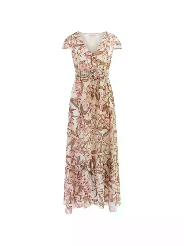 Guess Crinkle Jacquard Long Dress - Neutrals