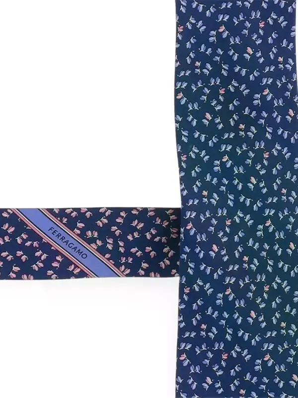 FERRAGAMO Dragonfly Print Silk Tie - Blue