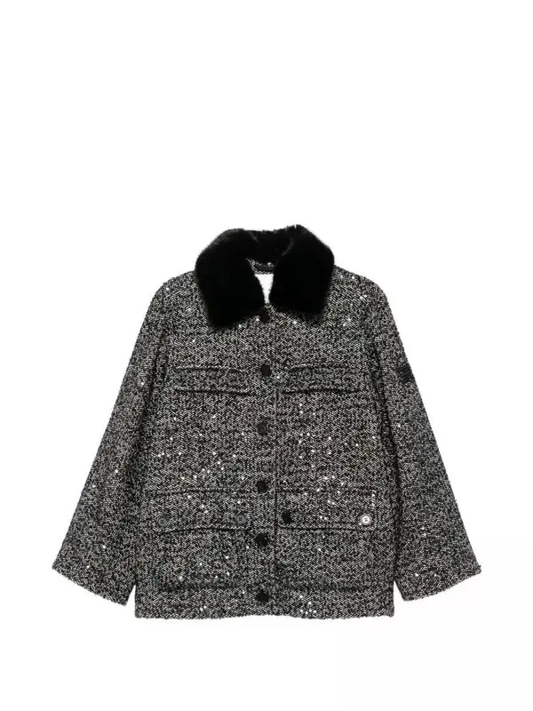 ERMANNO FIRENZE Sequin-embellished Herringbone Jacket