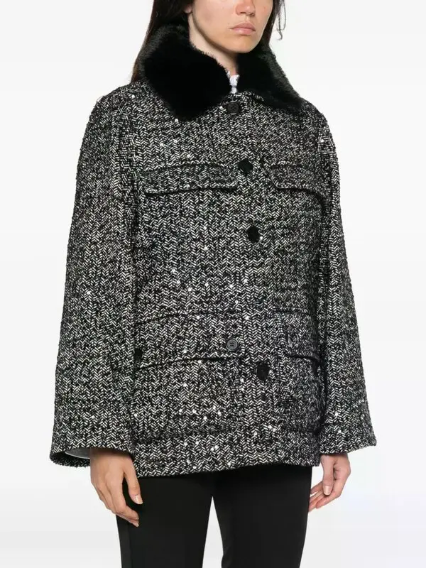 ERMANNO FIRENZE Sequin-embellished Herringbone Jacket