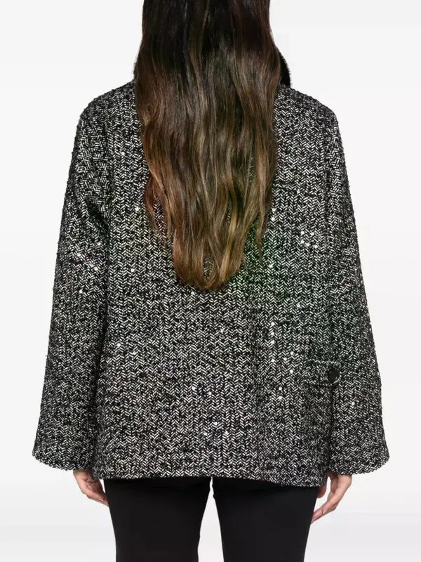 ERMANNO FIRENZE Sequin-embellished Herringbone Jacket