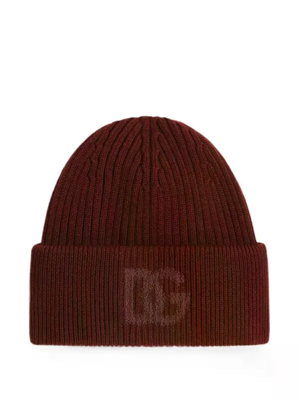 Dolce & Gabbana Virgin Wool Beanie With Logo - Red