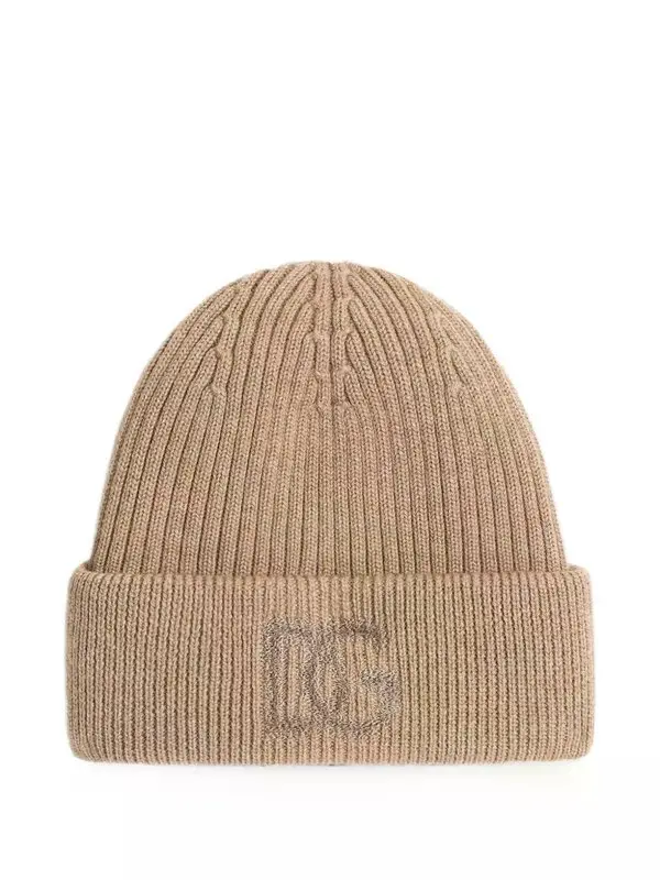 Dolce & Gabbana Virgin Wool Beanie With Logo - Neutrals