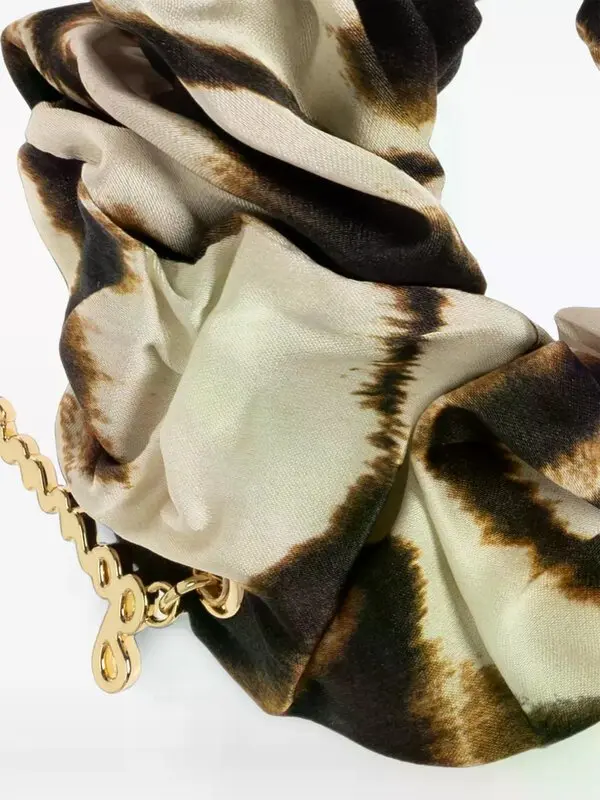 GANNI Leopard-print Logo-charm Scrunchie