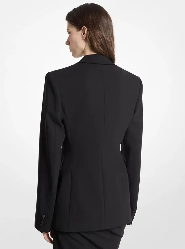 Michael Kors Stretch Wool Draped Tuxedo Blazer In Size By